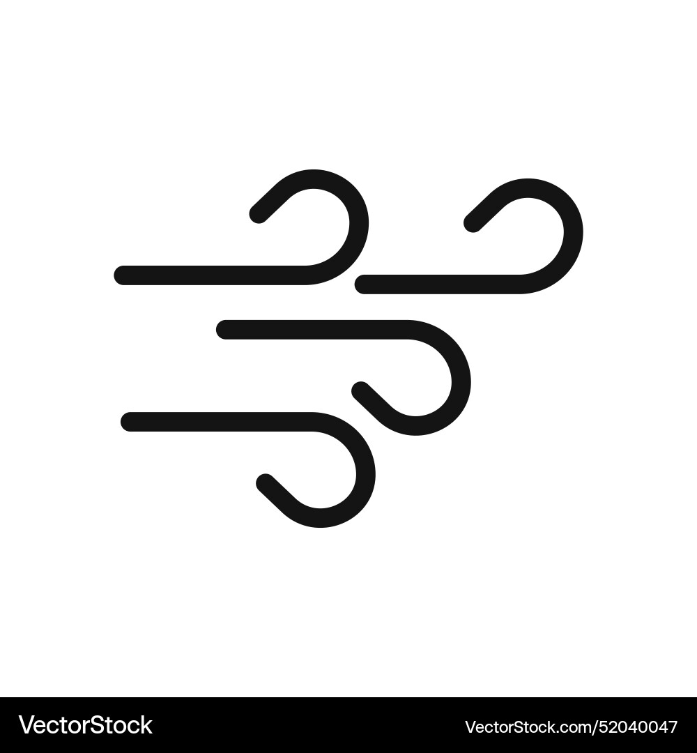 Blowing wind icon black and white sign Royalty Free Vector