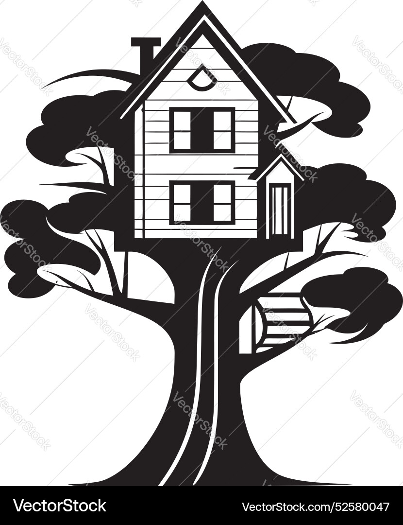 Canopycastle hand drawn symbol for tree house Vector Image