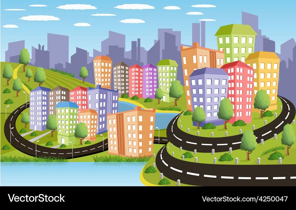 Colorful city Royalty Free Vector Image - VectorStock