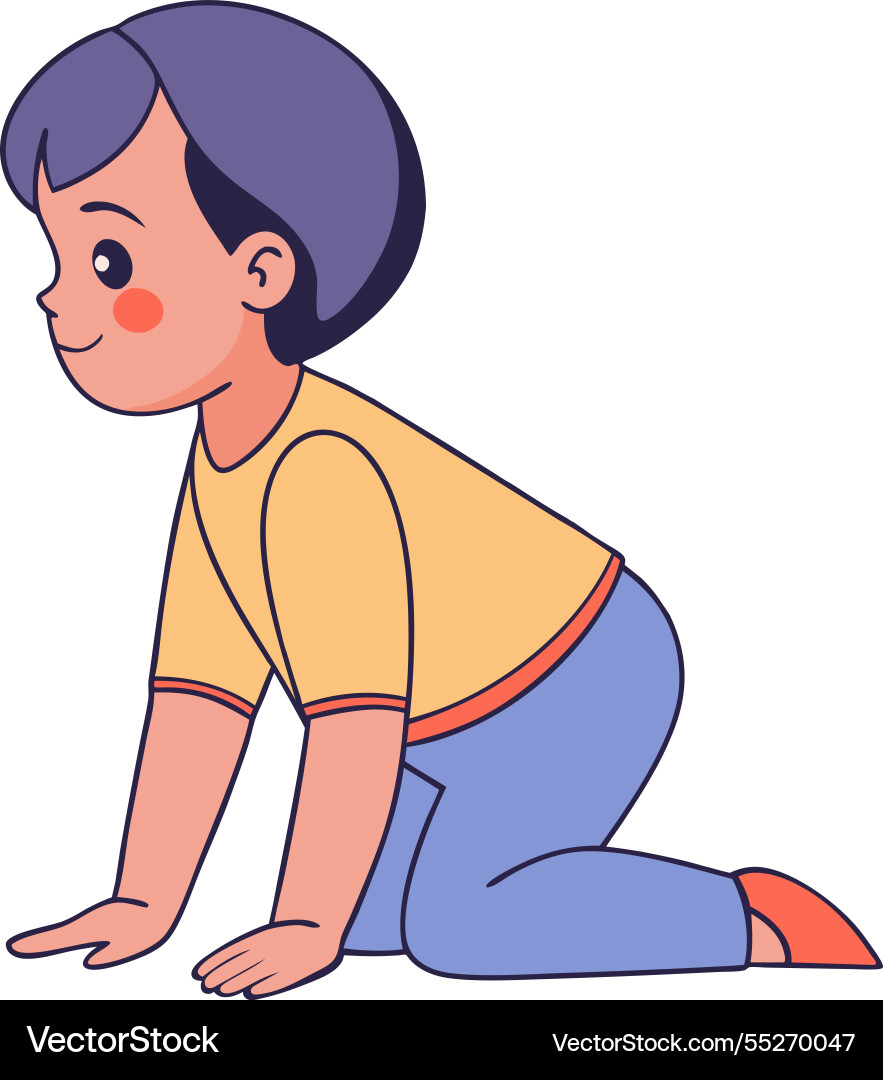 Crawling child cartoon drawing Royalty Free Vector Image