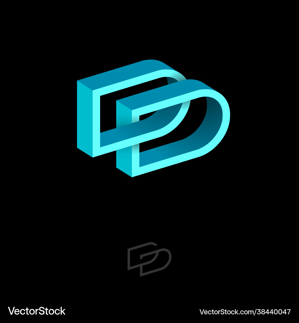 D and monogram letters crossed impossible Vector Image
