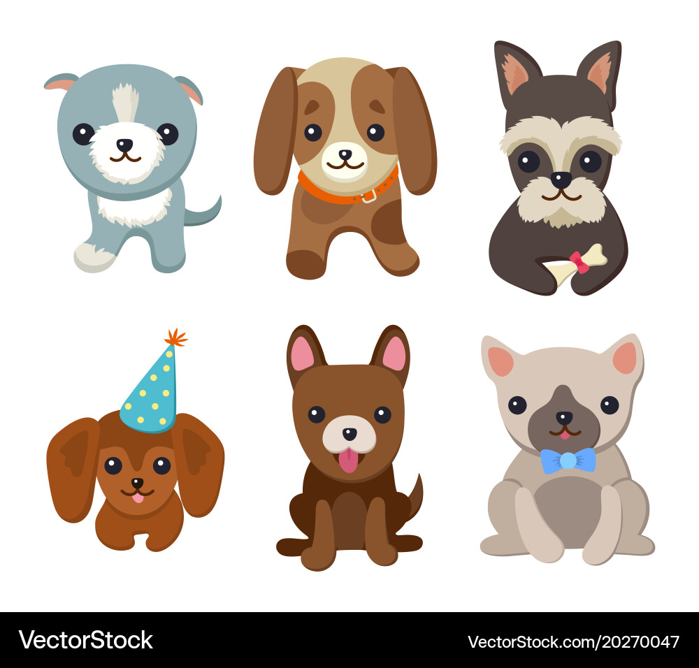 Dogs and puppies set poster Royalty Free Vector Image