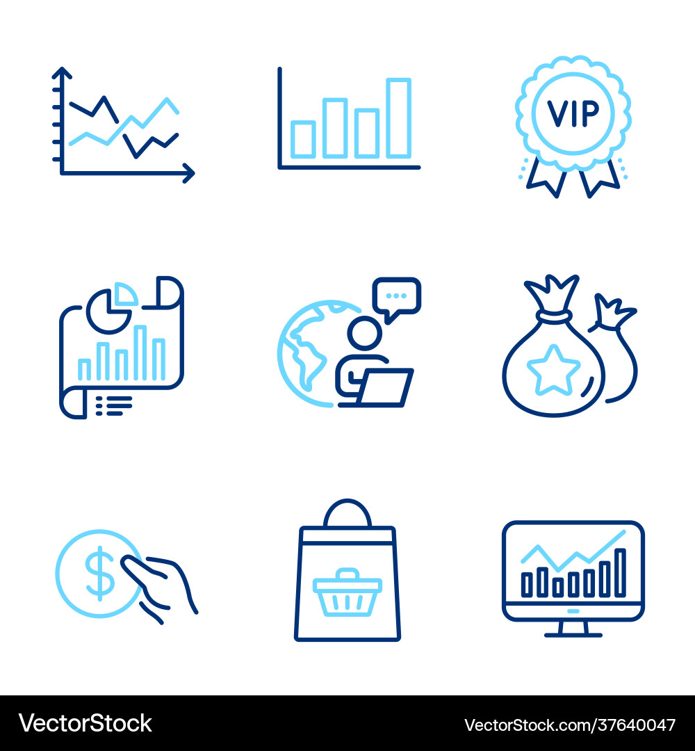 Finance icons set included icon as statistics Vector Image