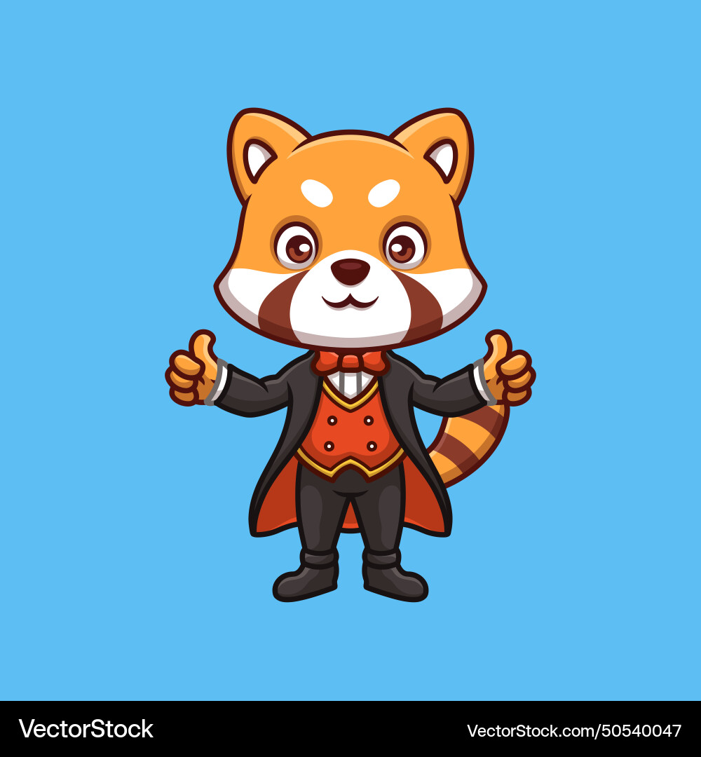 Magician red panda cute cartoon Royalty Free Vector Image
