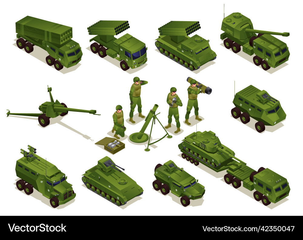 Military Vehicles & Artillery Collection Vector Image