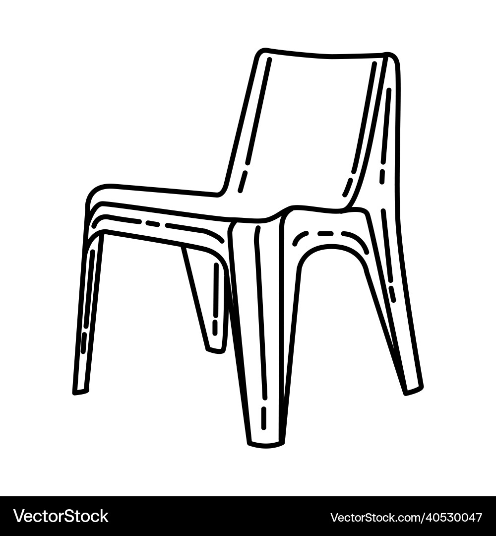 Plastic chair icon doodle hand drawn or outline Vector Image