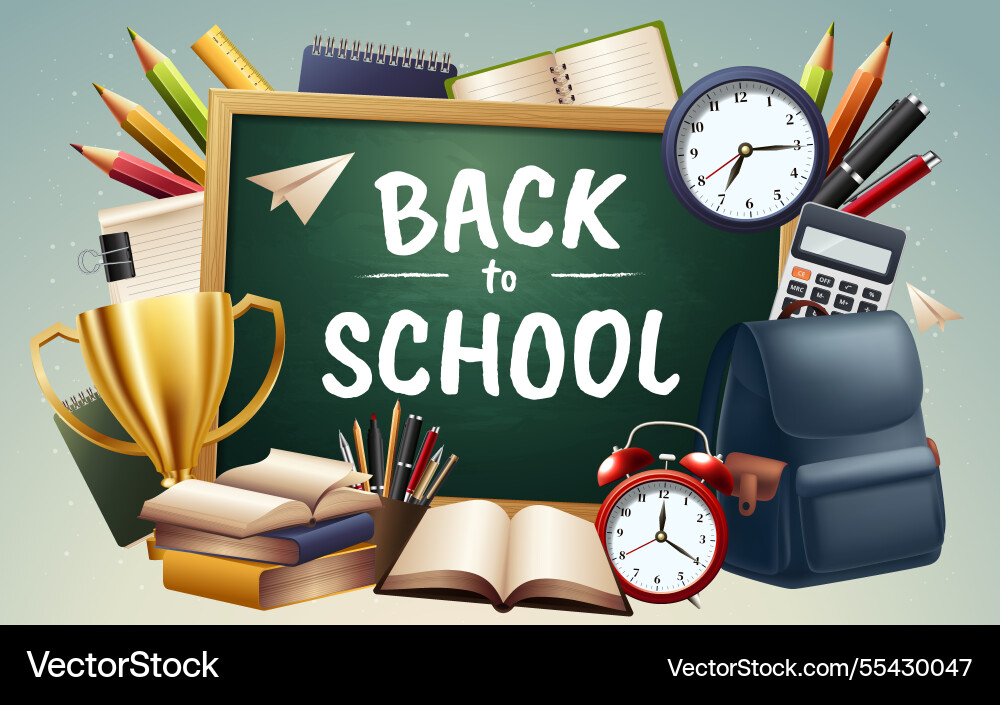 Realistic back to school composition Royalty Free Vector