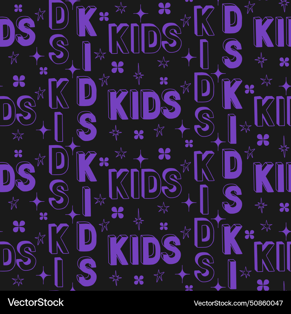 Retro 90s style 3d lettering seamless pattern Vector Image