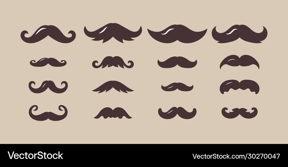 Set male mustache Royalty Free Vector Image - VectorStock