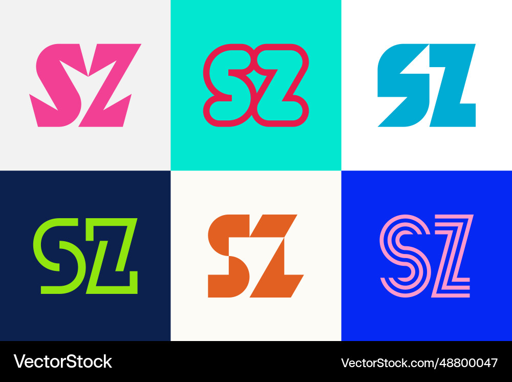 Set of letter sz logos Royalty Free Vector Image