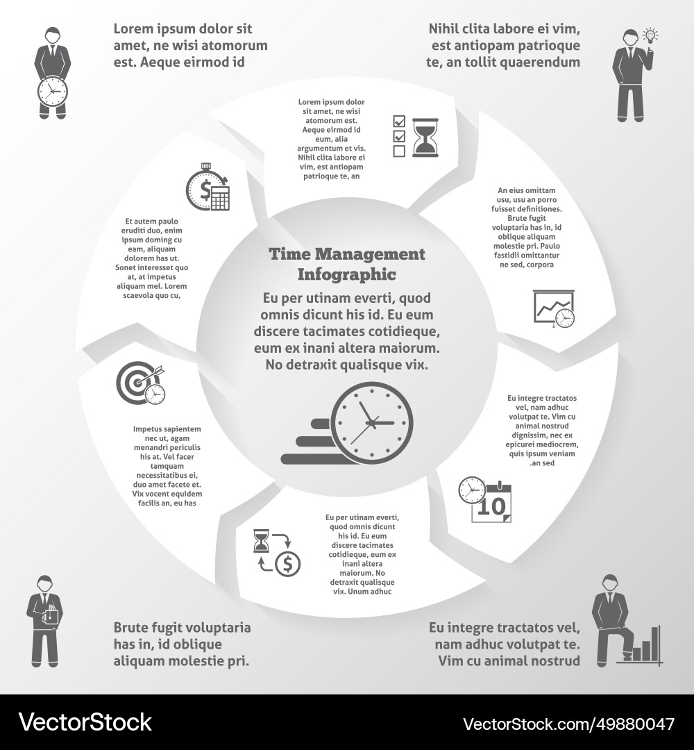 Time management infographics Royalty Free Vector Image
