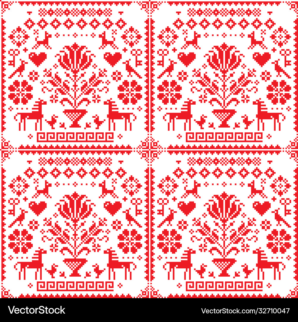 Traditional cross-stitch seamless pattern Vector Image