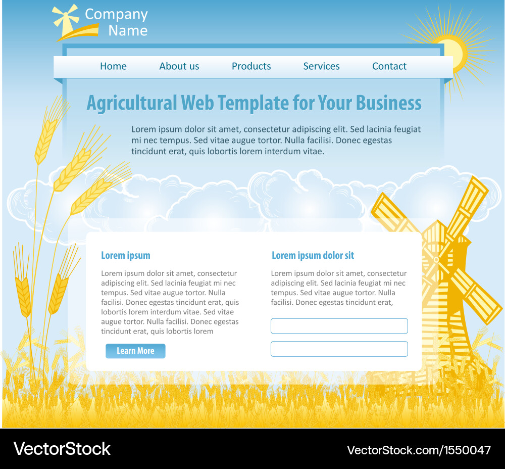 Wheat Farm Website Template Royalty Free Vector Image