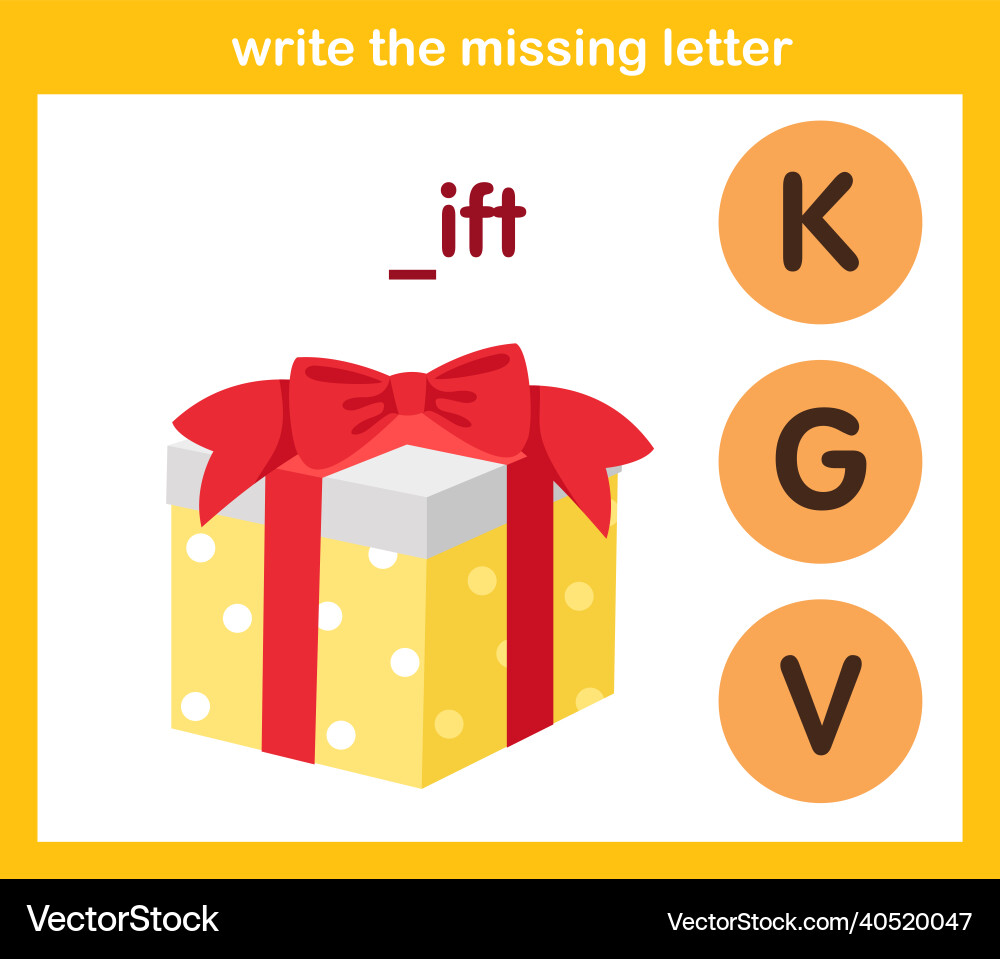 Write the missing letter Royalty Free Vector Image