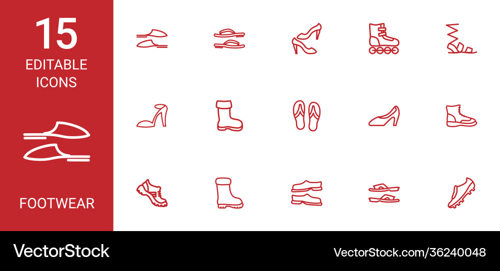 15 Schuhe Icons Lizenzfreies Vektorbild - VectorStock