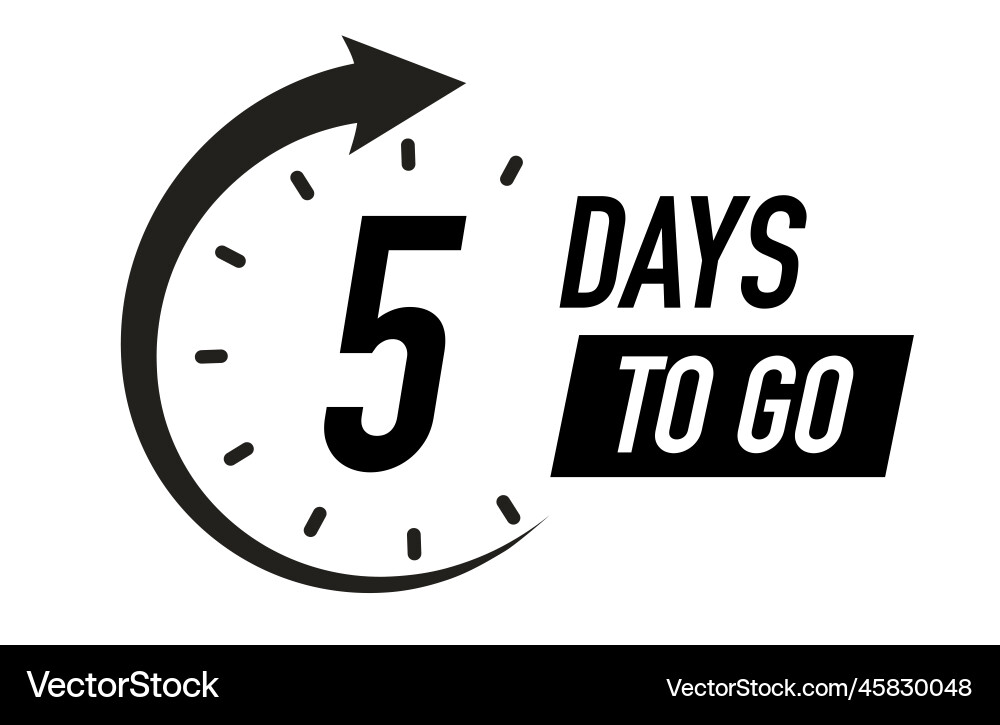 5 days to go timer symbol black color Royalty Free Vector