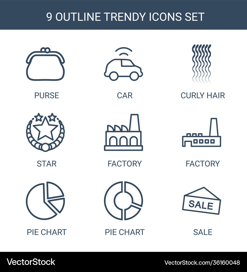 9 trendy icons Royalty Free Vector Image - VectorStock