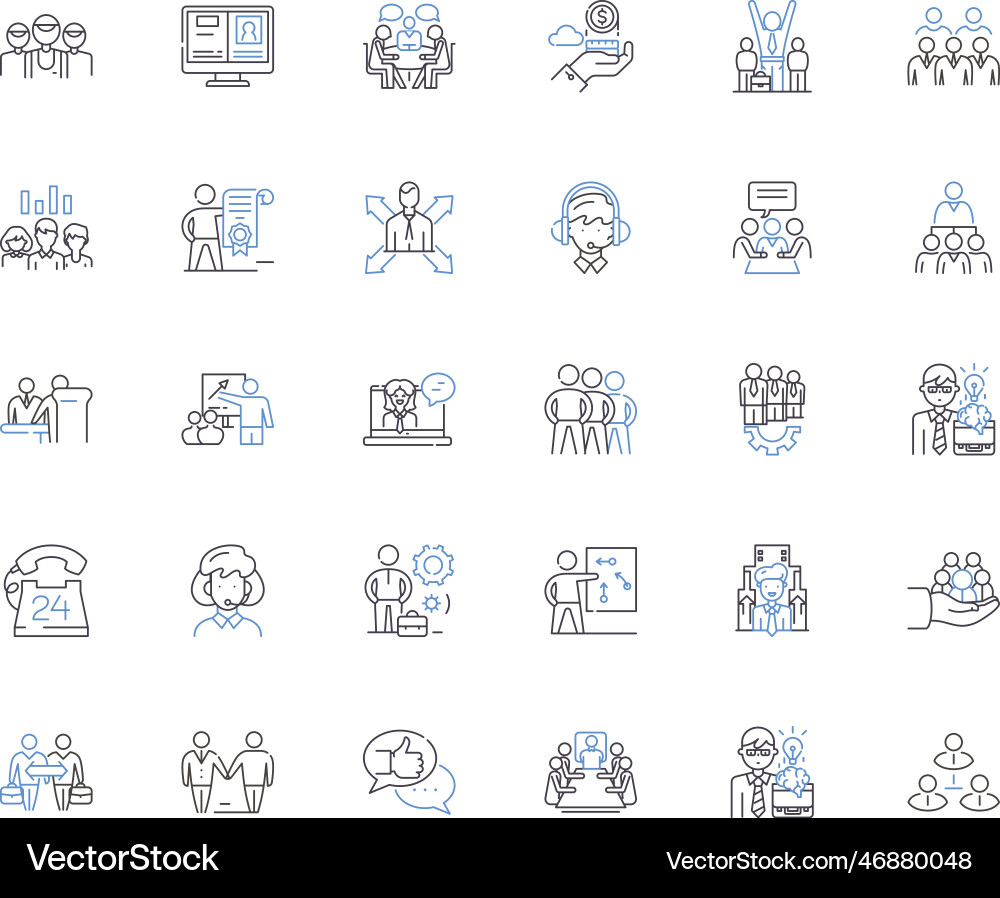 Advancement journey line icons collection Vector Image
