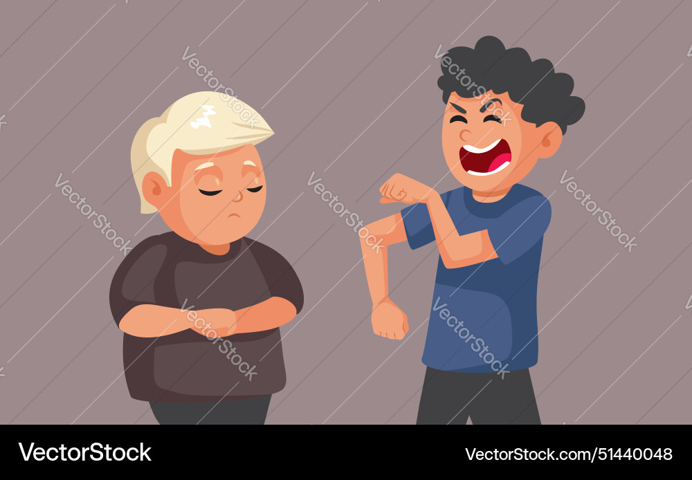Aggressive boy harassing a vulnerable colleague Vector Image
