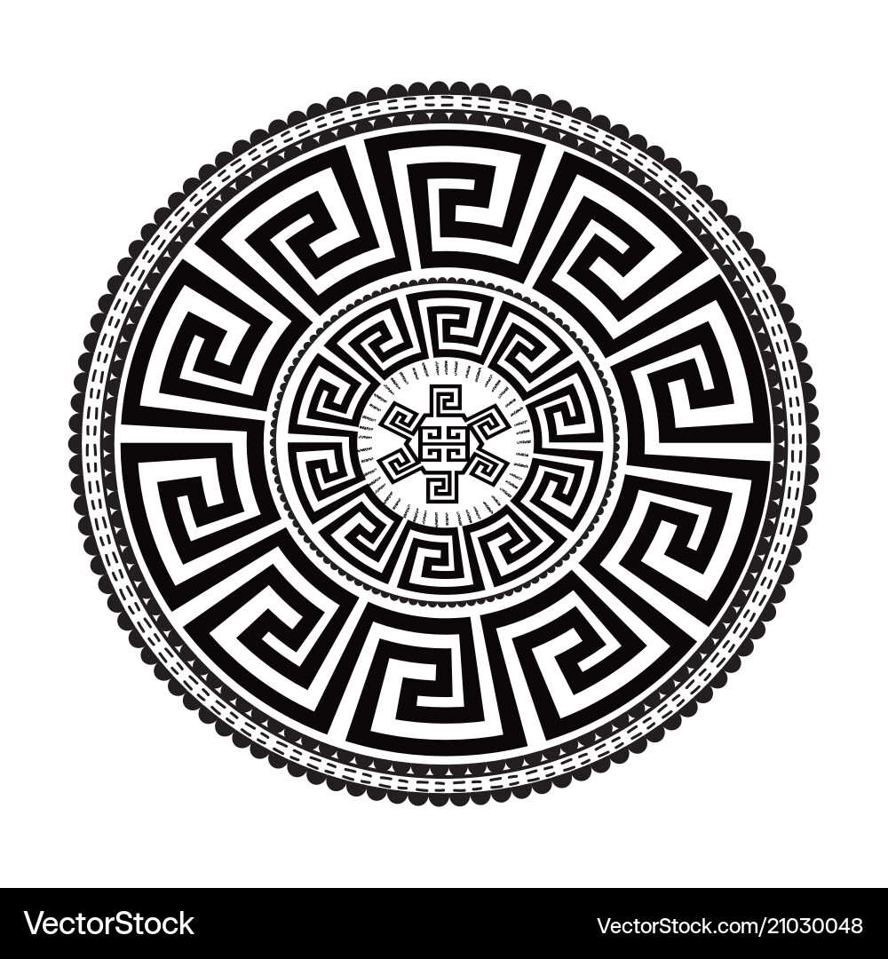 Ancient round ornament isolated black Royalty Free Vector