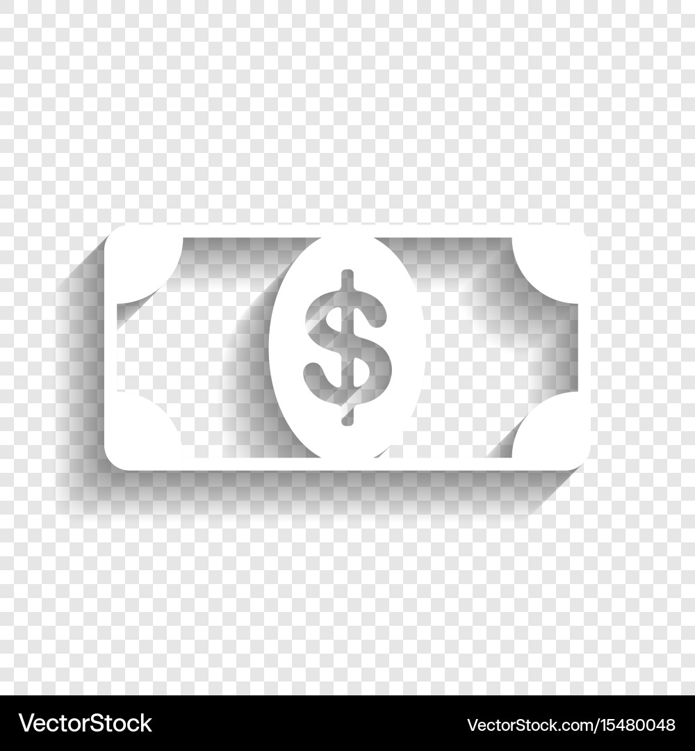 Bank note dollar sign white icon Royalty Free Vector Image