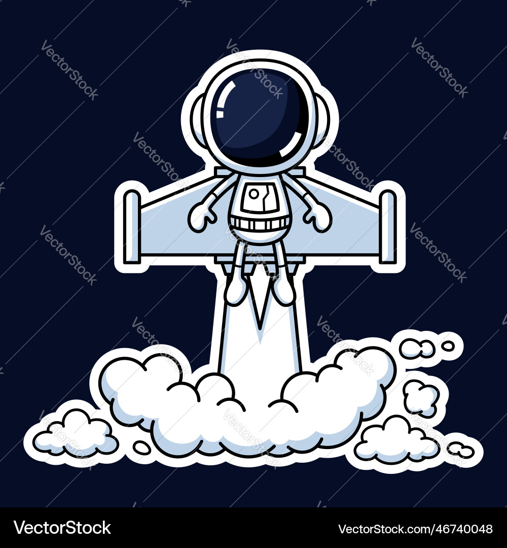 Cute astronaut cartoon character flying with jet Vector Image