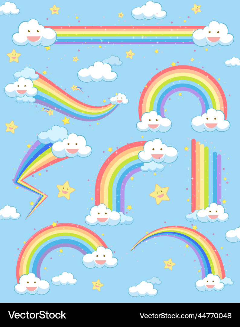 Different shapes of rainbow set Royalty Free Vector Image