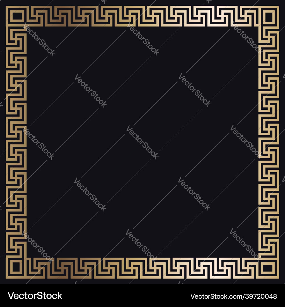 Greek gold frame on a black background Royalty Free Vector