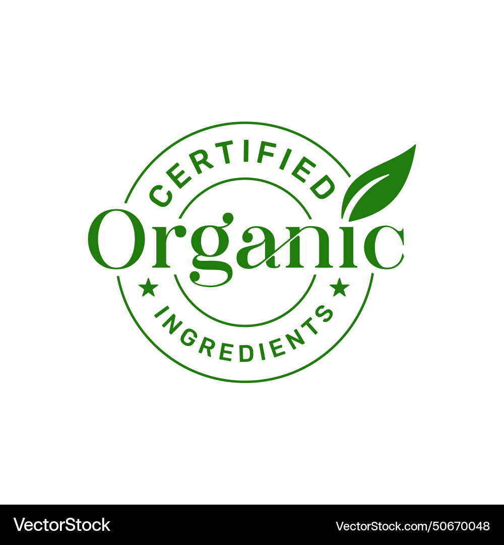 Organic ingredients certified label product Vector Image