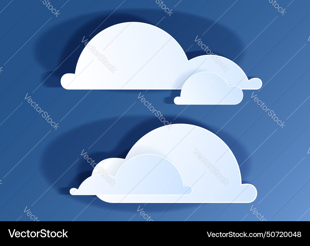 Paper cut clouds set on blue sky background Vector Image