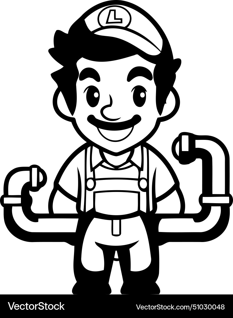 Plumber man smiling cartoon mascot character Vector Image