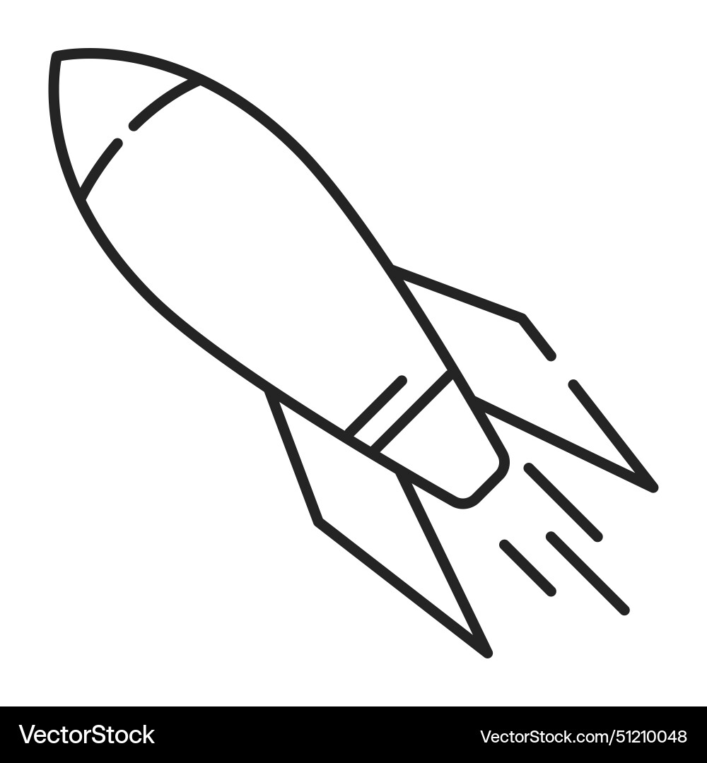 Rocket line icon isolated Royalty Free Vector Image