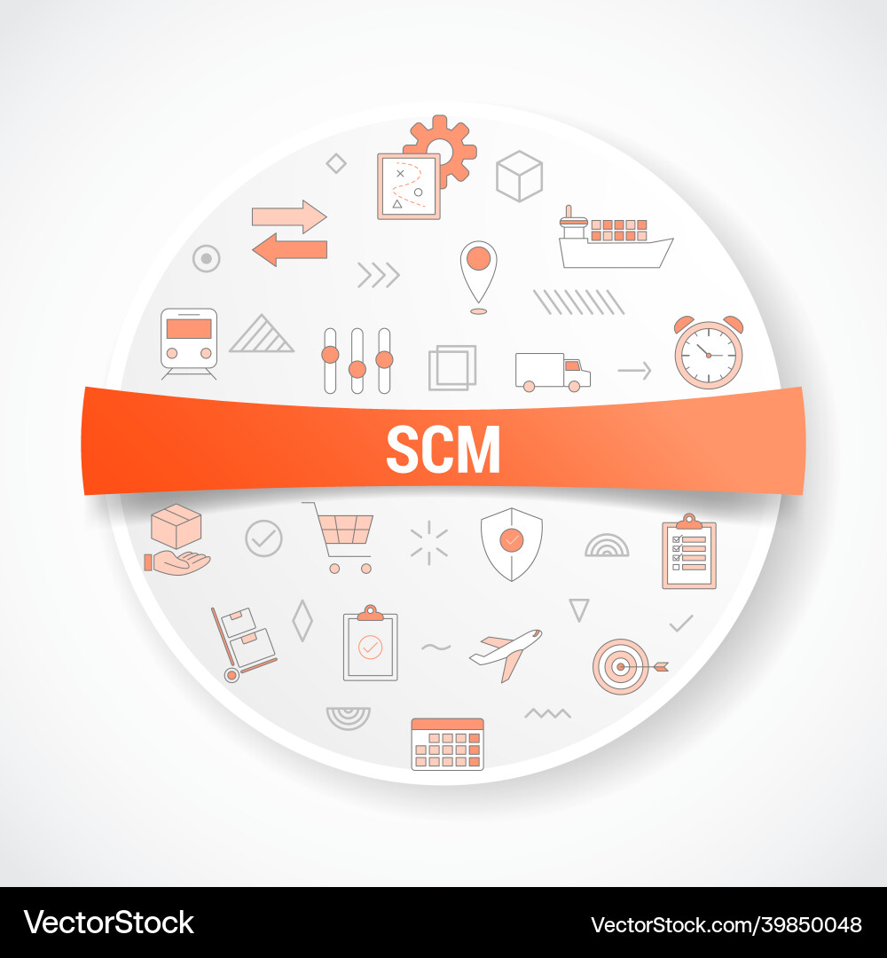 Scm Supply Chain Management Konzept mit Icon Vektorbild