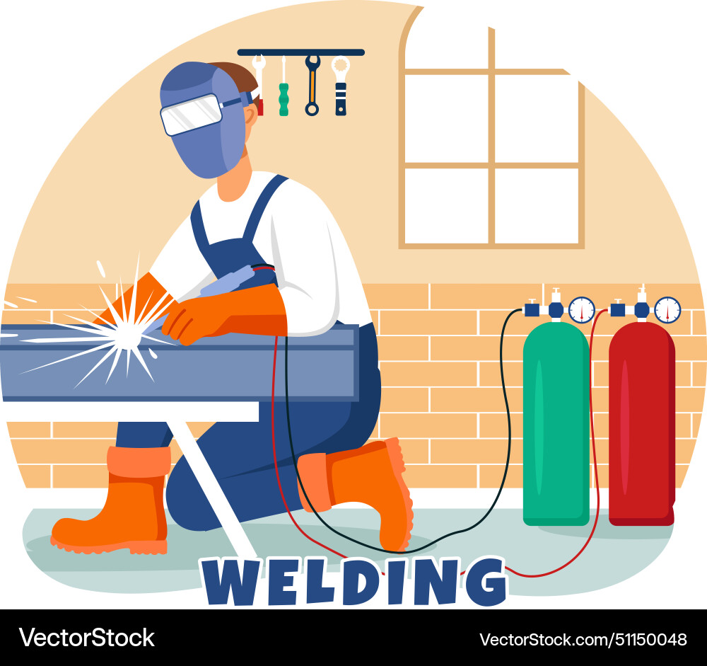 Welding service with professional welder job weld Vector Image