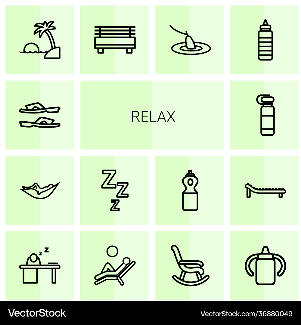 14 relax icons Royalty Free Vector Image - VectorStock