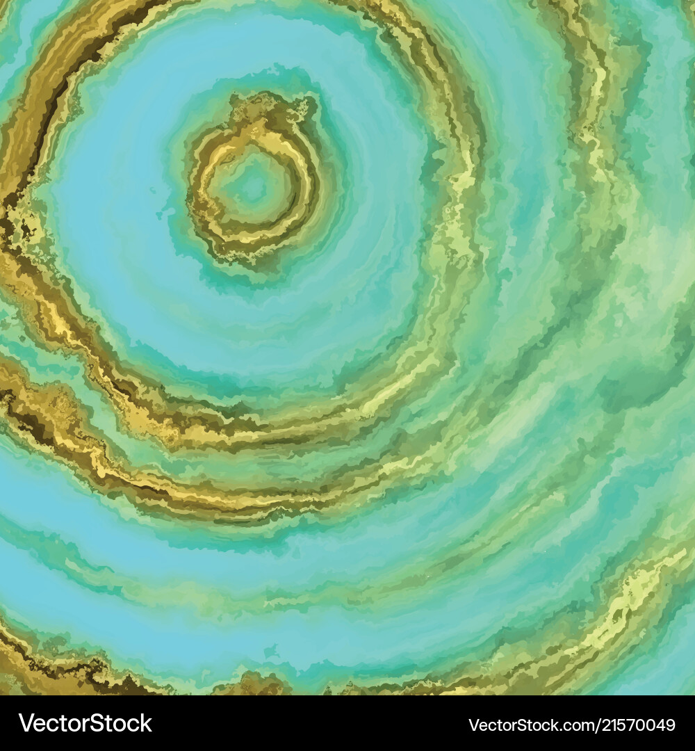 Agate style texture in teal and gold Royalty Free Vector