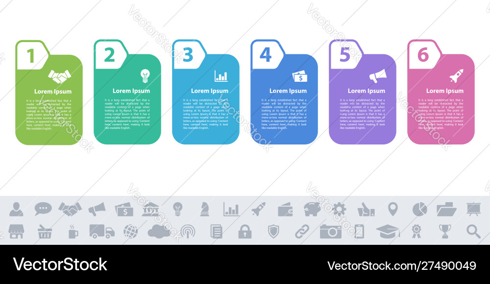 Business infographic design template - 6 steps Vector Image