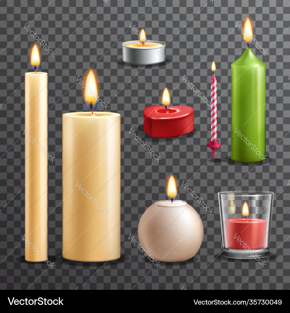 Candles transparent set Royalty Free Vector Image