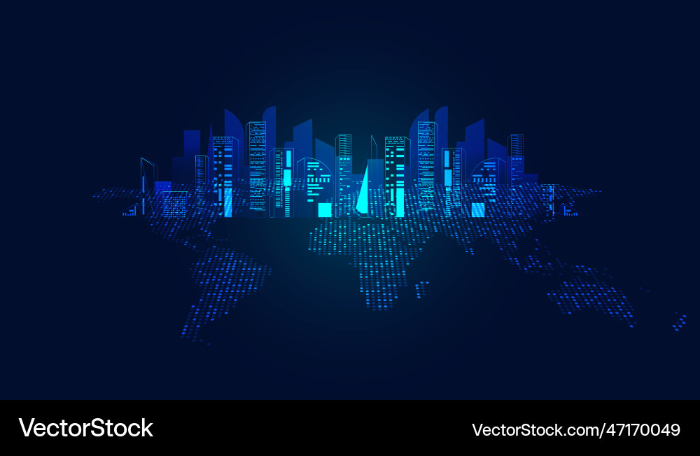 City concept modern smart on world map Royalty Free Vector