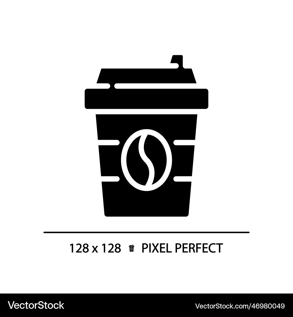 Coffee pixel perfect black glyph icon Royalty Free Vector