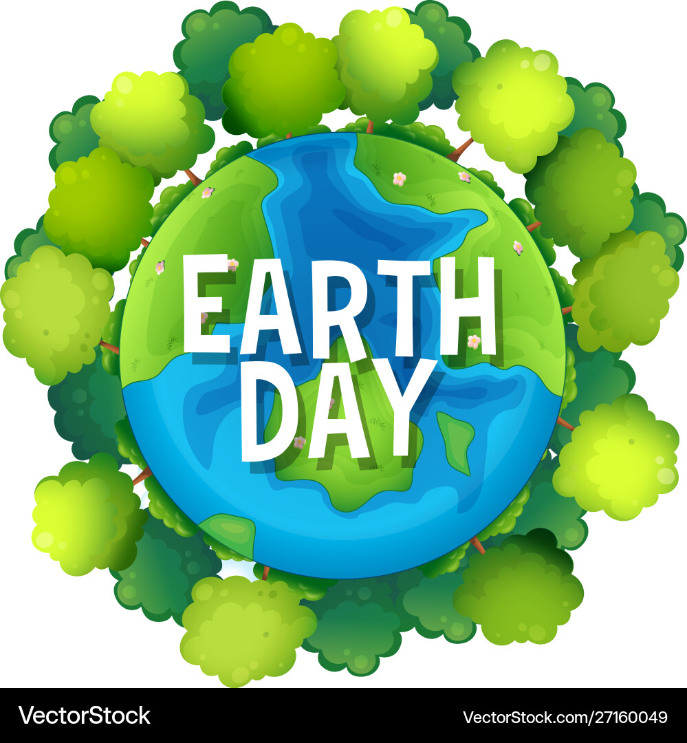 Earth day poster with trees Royalty Free Vector Image