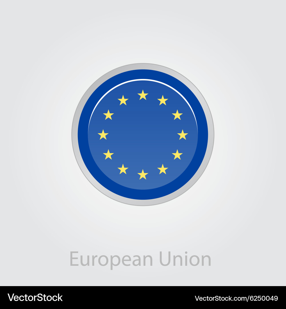 European union flag button Royalty Free Vector Image