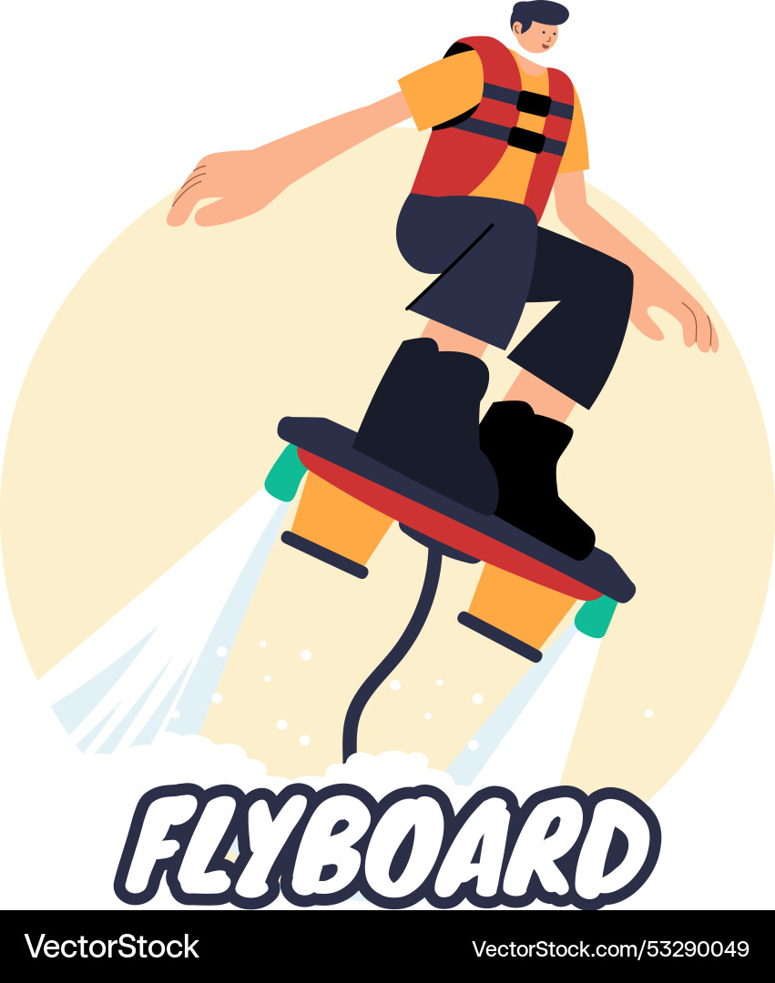 Flyboard featuring people riding a jet pack Vector Image