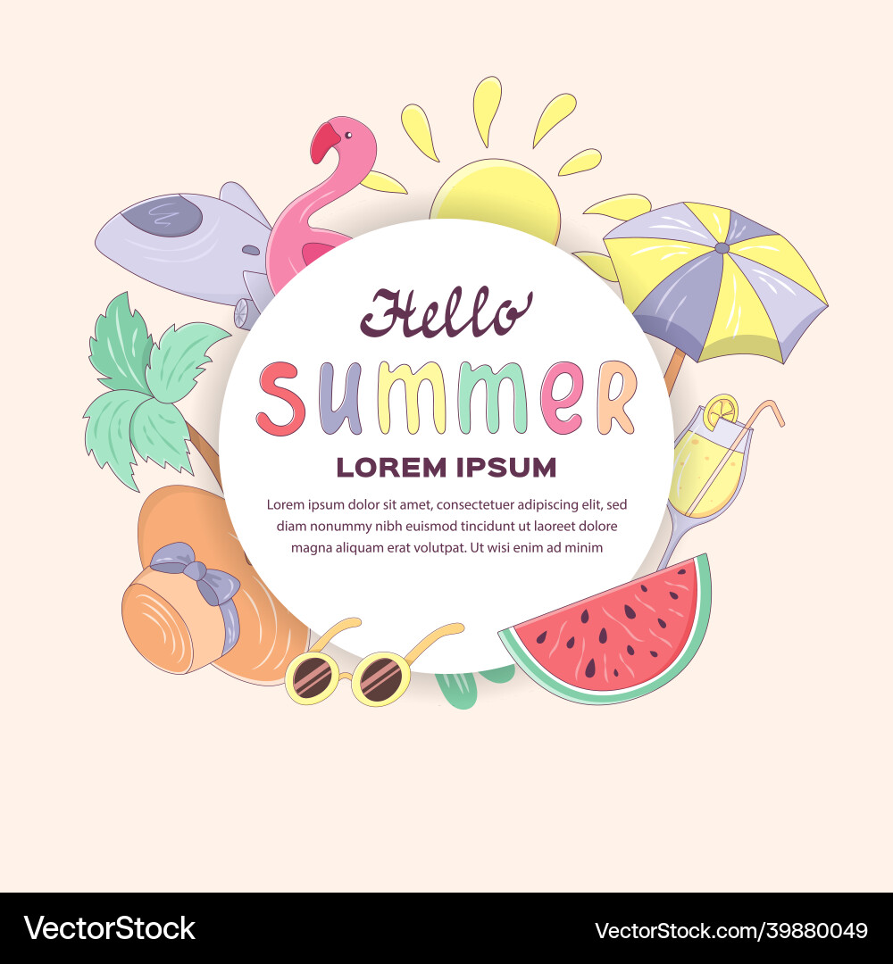 Hello summer banner template Royalty Free Vector Image