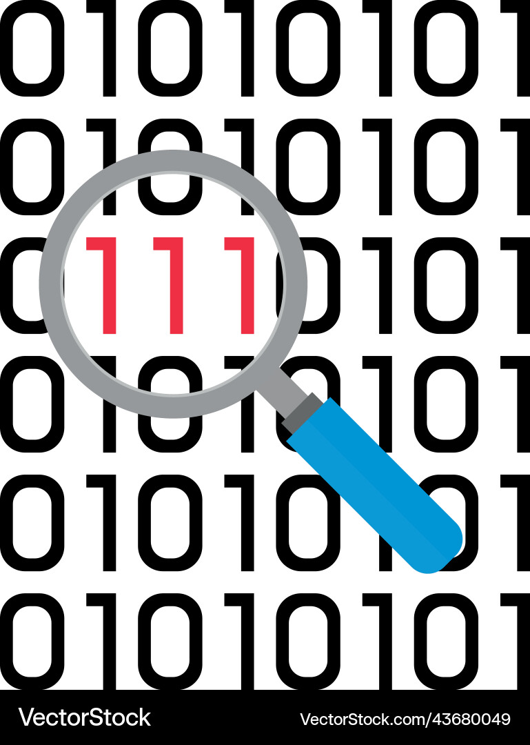Magnifier on cyber fraud detected Royalty Free Vector Image