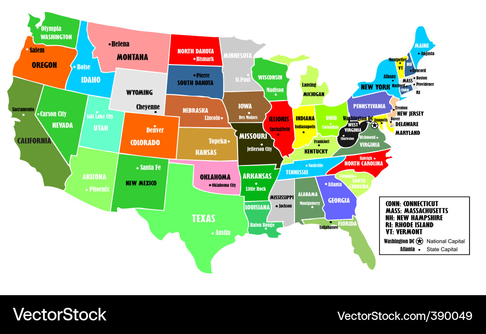 Map of states america Royalty Free Vector Image