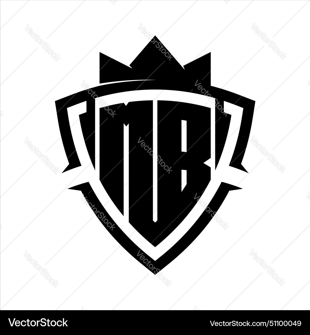 Mb letter bold monogram triangle curve shield Vector Image