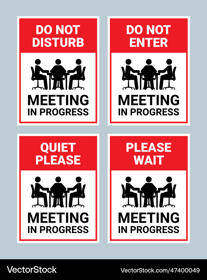 Meeting in progress sign collection Royalty Free Vector