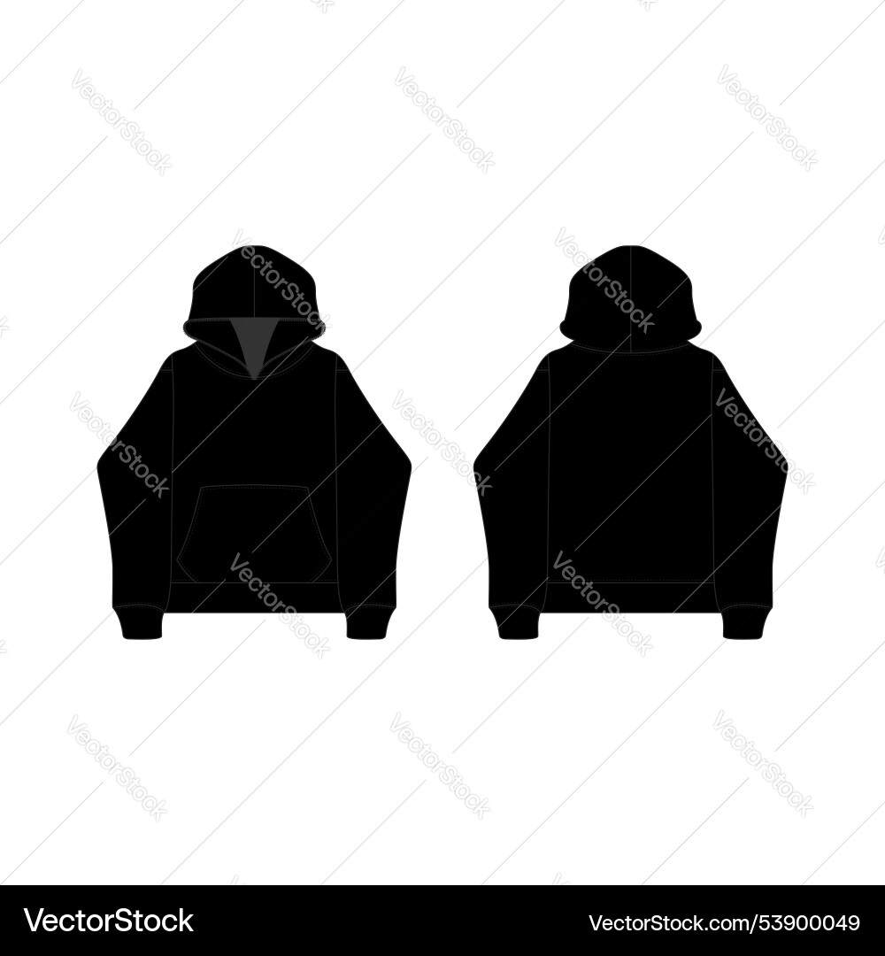 Minimalist black hoodie design front and back Vector Image