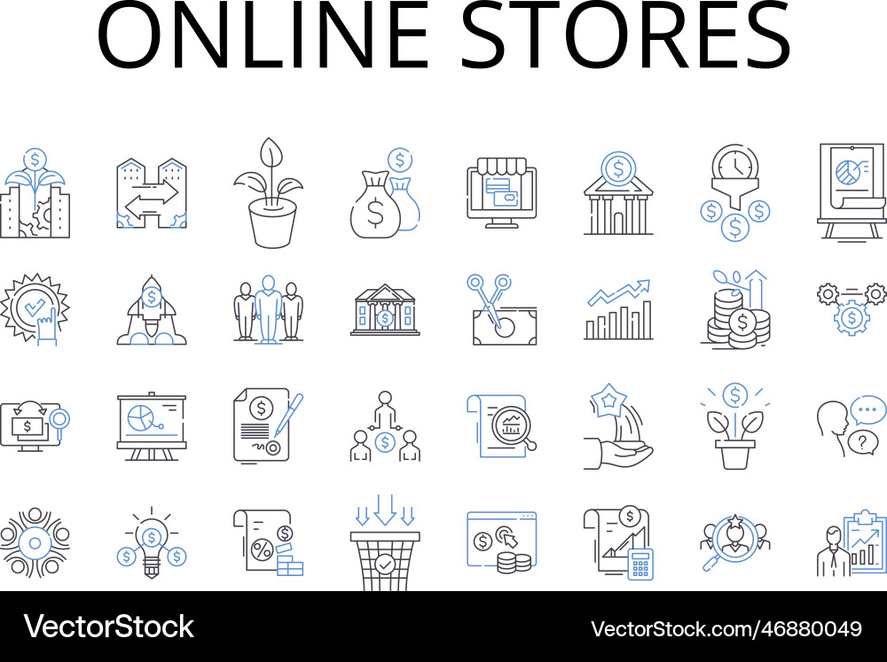 Online stores line icons collection web shops Vector Image